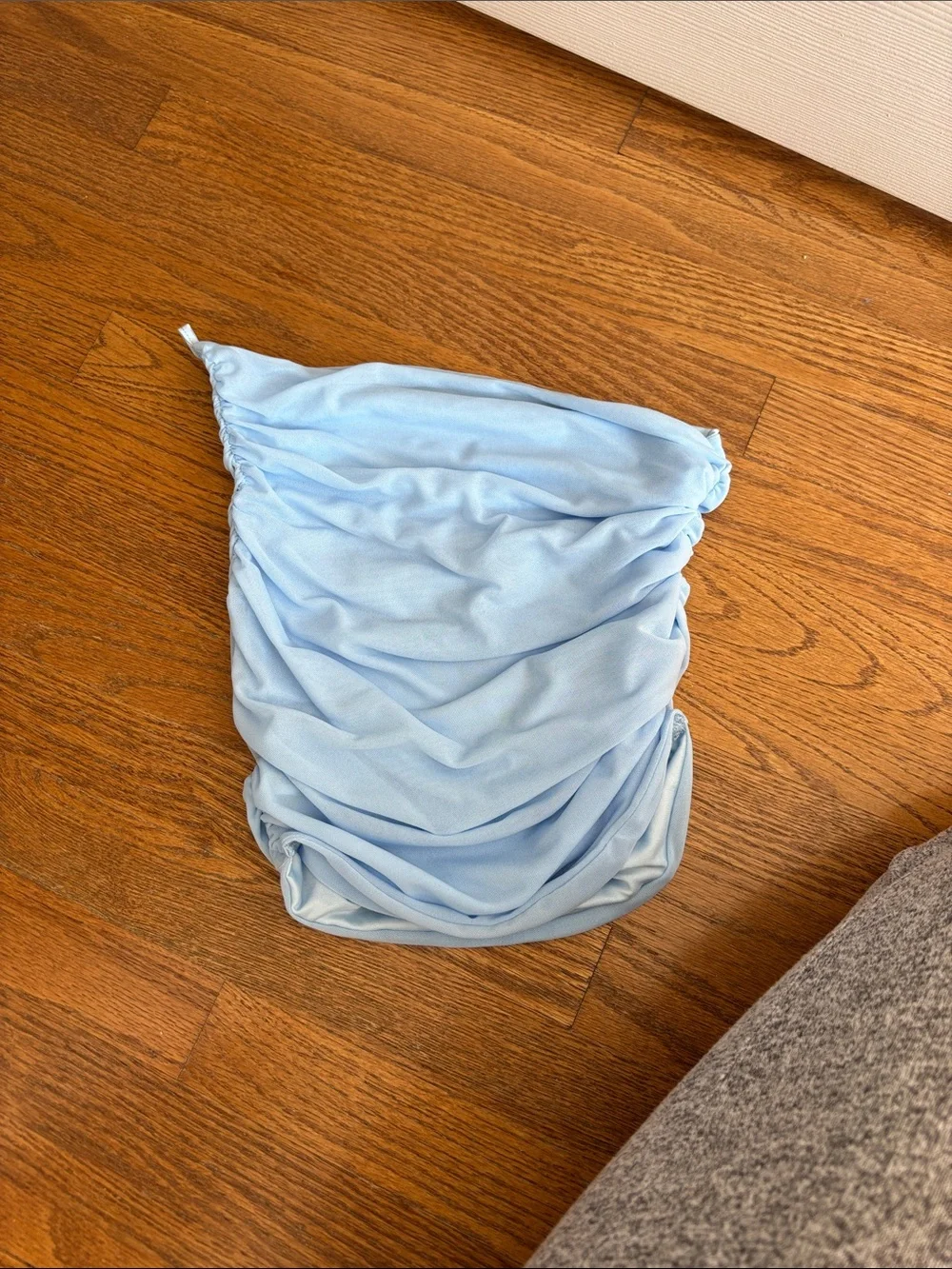 Tops | Free With Purchase One Shoulder Light Blue Ruched Tube Top ...